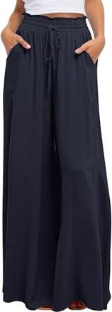 Feoya Pantalon Large Femme Pantalon Sport Pantalon Cordon Serrage Pantalon de Jogging avec Poches Surv&ecirc;tement Yoga Solide Noir L