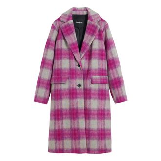 Desigual Rosa Karo Mantel - - Coats - Damen - Rosa - S