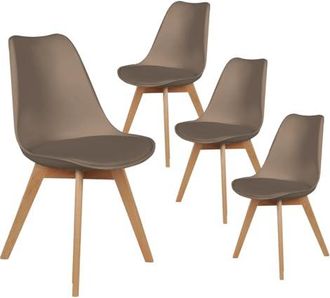 Altobuy MEDALINE - Lot de 4 Chaises Scandinaves Taupe