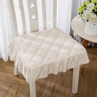 Generic Sitzkissen Aus Weichem Velvet Mit Eleganten R&uuml;schen & B&auml;ndern, rutschfeste, Dicke Sitzpolster F&uuml;r Esszimmer, K&uuml;che Und B&uuml;ro(Beige,45x43x36cm/18x17x14i