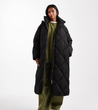 Miss Selfridge Doudoune longue et matelass&eacute; &agrave; capuche - Noir