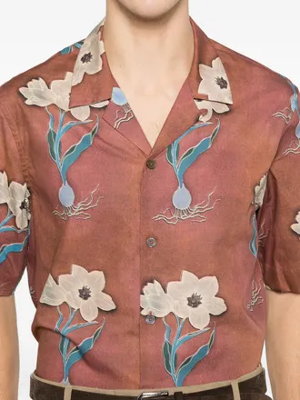 Paul Smith Floral-Print Shirt - Rust Brown