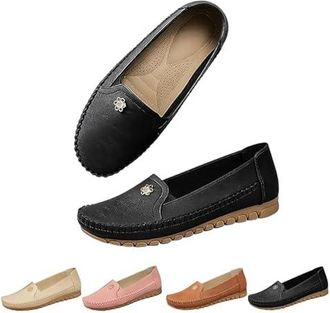 Generic Mocassins pour femme, chaussures orthop&eacute;diques &eacute;l&eacute;gantes en cuir pour femme, chaussures d&eacute;contract&eacute;es &agrave; enfiler, chaussures d&eacute;contract&eacute;es, Noir, 35.5 