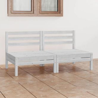 vidaXL vidaXL Canap&eacute; &agrave; 2 places de jardin Blanc Bois de pin solide