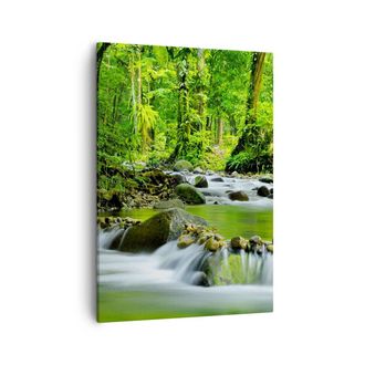 Arttor Bilder auf Leinwand Stream Wald Natur Leinwandbild mit Rahmen 50x70cm Wandbilder Dekoration Wohnzimmer Schlafzimmer Küche Deko Groß Wanddeko Bild Wand