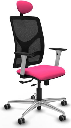 Piqueras y Crespo Computerstuhl Rosa mit wei&szlig;en und schwarzen Armlehnen, h&ouml;henverstellbarer Lendenwirbelst&uuml;tze und festem Kopfteil, ausgestattet mit Syncro/Traslack. Sc