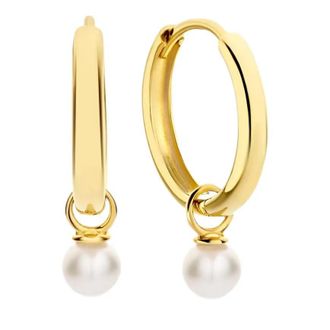 Isabel Bernard Ohrringe - Belleville Luna 14 karat hoop earrings with freshw - Gr. unisize - in Gold - f&uuml;r Damen