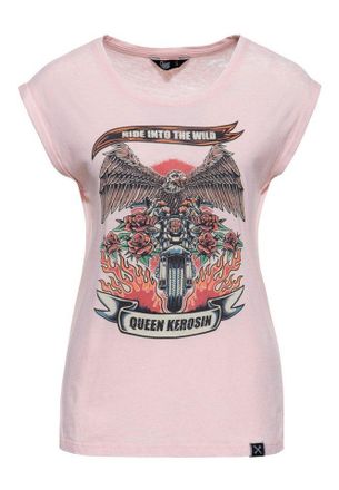 Queen Kerosin Print-Shirt Ride Into The Wild (1-tlg) im Used-Look