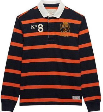 Superdry Langarmshirt DOUBLE EMBLEM STRIPE RUGBY aus Baumwolle und Single Jersey, Relaxed Fit, gestreifte Optik