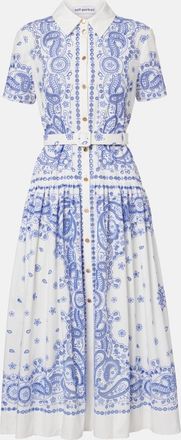 Self Portrait Robe midi brod&eacute;e en coton