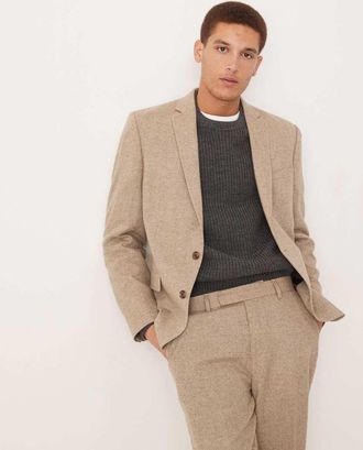 Asos Veste de costume ajustée en laine mélangée - Taupe-Marron