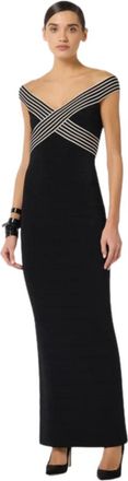 Elisabetta Franchi Femme, Robes, Noir, Taille: 40 FR Long Ribbed Knit Dress