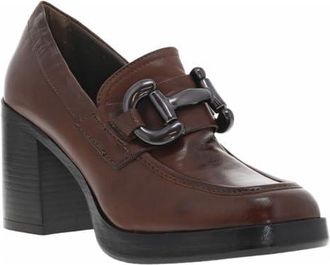 Mjus Escarpins Emboitant en Cuir Chocolat &agrave; Talon d&eacute;croch&eacute; Haut et Boucles m&eacute;talliques - Taille Numeric_37