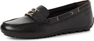 Tamaris Damen Moccassin flach Leder, schwarz, 39 EU