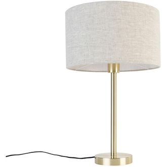 QAZQA simplo stof - Lampe de table avec Abat-Jour - 1 lumi&egrave;re - &Oslash; 35 cm - Dor&eacute;/Laiton - Design - &eacute;clairage int&eacute;rieur - Salon I Chambre I Cuisine I