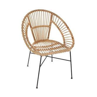 Atmosphera Atmosphera - Fauteuil Vintage en Osier Agathe 86cm Naturel