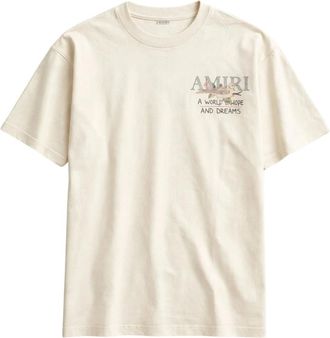 Amiri Homme, Tops, Beige, Taille: L T-shirt &agrave; Manches Courtes avec Imprim&eacute; Graphique et Col Rond