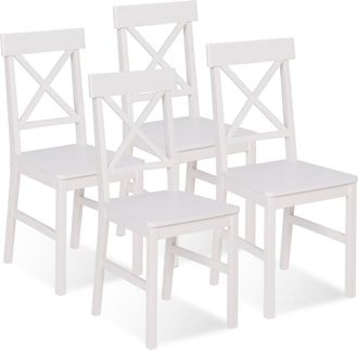 IDMarket Set Di 4 Sedie Da Cucina Suzanne In Legno Bianco Con Traverse