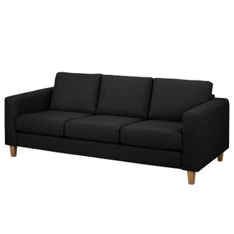 Norrwood home24 3-Sitzer Sofa Schwarz Webstoff Lark 214 x 86 x 90cm ohne Schlaffunktion Skandi
