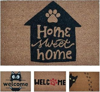 Koko Doormats Paillasson Exterieur Entree Coco | Base PVC Antid&eacute;rapante | Tapis dEntr&eacute;e Absorbant et Durable | Design Original pour Int&eacute;rieur et Ext&eacute;rieur Abrit&eacute; | 