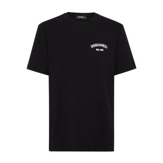 Dsquared2 Logo Print Rundhals-T-Shirt - - Tops - Herren - Schwarzk - L