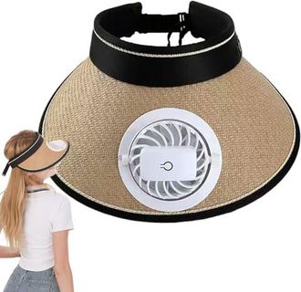 Generico Chapeau de soleil avec ventilateur | chapeau respirant anti-UV - couvre-chef &agrave; large bord, protection pour p&ecirc;che, camping, cyclisme, randonn&eacute;e, outil 