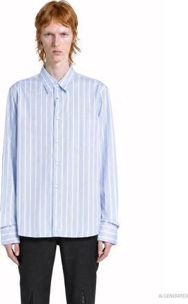 Comme Des Gar&ccedil;ons Pinstripe and Lace Shirt