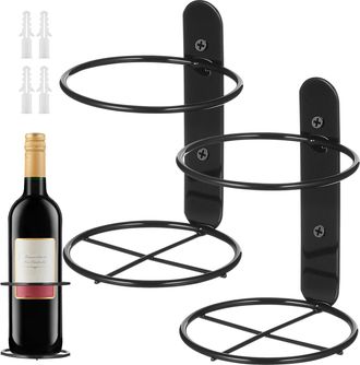 Supvox 2 St&uuml;ck Wand Weinhalter aus Metall Wandmontiertes Einzel Flaschenregal in Schwarz f&uuml;r Zuhause Bar und Restaurant