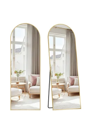 Boxxx Standspiegel, Gold, Metall, Glas, formgebogen, 50x160x33 cm, Facettenschliff, Ganzk&ouml;rperspiegel, Spiegel, Standspiegel