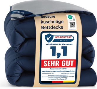 Bedsure Bettdecke 135x200 Ganzjahresdecke Steppdecke - Bettdecke Ohne Bezug 135x200cm 300GSM - 4 Jahreszeiten Bettdecken Wende Blau/Grau, Weiche Warm Duvet Sc