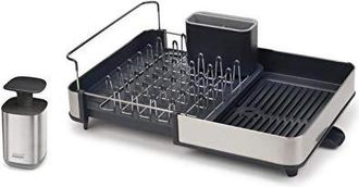 Joseph Joseph 2-teiliges Spülbecken-Organisationsset, Geschirrabtropfgestell, ausziehbares Abtropfgestell mit Abtropfstutzen und Schneidebrettschiene, inkl. hygieni