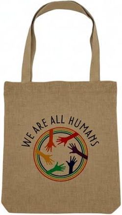 Fabulous Sac Shopping Tote Bag Aspect Lin - We Are All Humans LGBTQ+ Gay Lesbien Egalit&eacute; - Sac de Courses Toile Epaisse 360g Beige Naturel Cabas Port&eacute; Epaule S