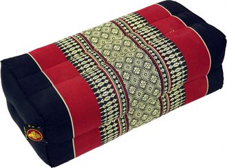 Guru Shop Meditationskissen, Blockkissen, Eckiges Yoga St&uuml;tzkissen, St&uuml;tzkissen, Thai Nackenst&uuml;tze mit Kapok - Schwarz/rot, 10x20x30 cm