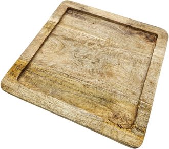 Meinposten Tablett Mangoholz Holztablett Mango Holz Teller Deko braun Hellbraun 24x24 cm