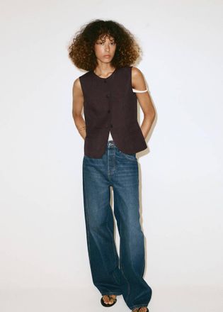 Mango Gilet boutons lyocell chocolat - Femme - XXS - MANGO