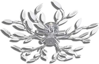 vidaXL Lampe de Plafond Blanc et Transparent Bras Crystal 5 E14 Plafonnier