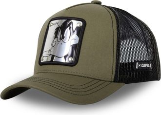 Capslab Daffy Duck Looney Tunes Metal Plate Olive Trucker Cap - One-Size