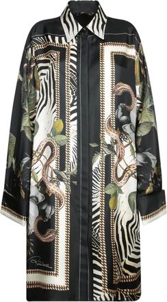 Roberto Cavalli Femme, Robes, Noir, Taille: 38 FR Chemise Longue Imprim&eacute; Z&egrave;bre et Serpent