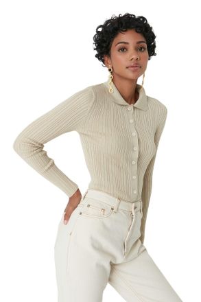 Trendyol Damen Damen-strickjacke, Standardgröße, Mit Rollkragen Pullover, Stone, S EU