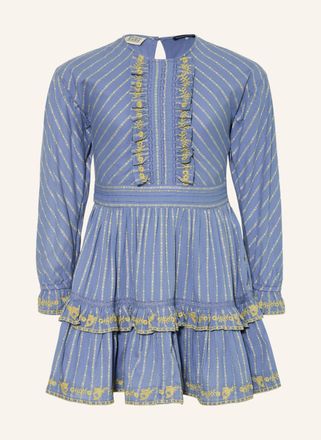 Scotch & Soda Kleid Mit R&uuml;schen Und Glitzergarn blau