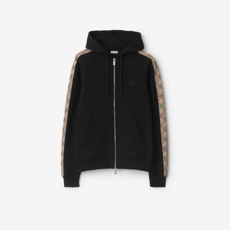 Burberry Hoodie zipp&eacute; en coton avec Check, Size: XL