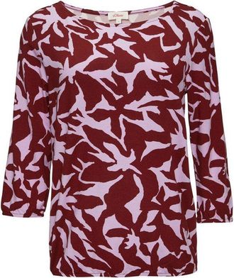 s.Oliver 3/4-Arm-Shirt T-Shirt Shirt mit All-over-Print aus Viskosestretch