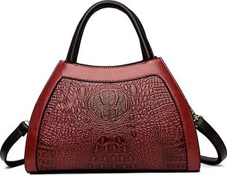 Generic Sac &agrave; main crocodile pour femme, sac &agrave; main tendance avec poign&eacute;e sur le dessus, sac &agrave; bandouli&egrave;re moyen pour femme, Rouge, Medium