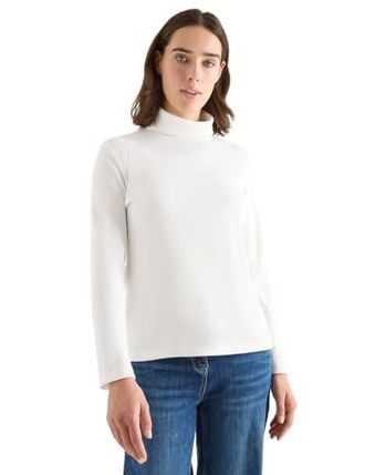Cecil T-Shirt &agrave; Manches Longues en Maille c&ocirc;tel&eacute;e Vanilla White L