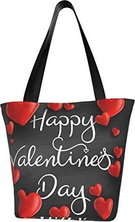 AOOEDM Populaire Happy Valentines Day sac fourre-tout r&eacute;utilisable femmes sac &agrave; main d&eacute;contract&eacute; sacs &agrave; bandouli&egrave;re pour faire les courses &eacute;picerie voyage &agrave; 