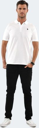 U.S.Polo Association Poloshirt Poloshirt USArrchie - Herren Classic Fit kurzarm mit Logo-Stickerei Mit Flachstrick-Kragen, Knopfleiste und elastischer Baumwollmischung