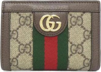 Gucci Portefeuille Pre-owned Ophidia GG Supreme Canvas Cuir - Femme - Pre-owned - Beige - Taille: ONE Size