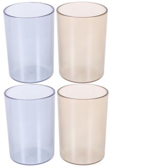 Lurrose 4 Stück Teiliges Wiederverwendbare Zahnputzbecher aus Transparentem Kunststoff Leicht Bruchsicher und Praktisch für Badezimmer Reisen und Camping Komf