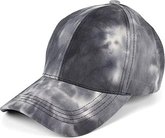 styleBREAKER Casquette pour Femmes en Coton avec Motif Batik, Capuche dété à 6 Panneaux, Ajustable avec visière, Chaque modèle est Une pièce Unique, Noir-Gris