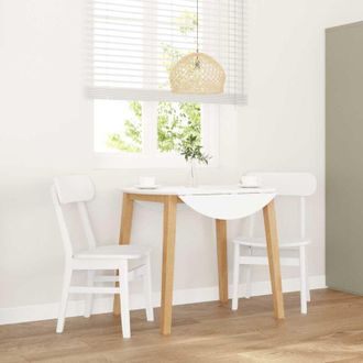 vidaXL Vidaxl - Chaises &agrave; manger 2 pcs blanc bois massif caoutchouc